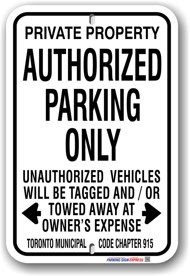 1AP004 Authorized Parking Sign for Toronto Municipal Code Chapter 915